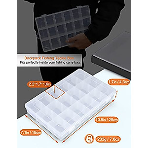 Sjqecyfv Tackle Box Organizer 18 Grids Plastic Craft Box Organizer Bead Organizer Clear Fishing Box with Dividers, 1 Pack