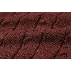 CHARTOU Women's Winter Chunky Cable Knit Long Skirt 2 Piece Outfit Sweater Sets (X-Large, Wine Red)