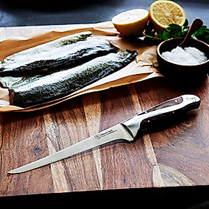 Hammer Stahl 7-Inch Fillet Knife - German High Carbon Steel - Curved Flexible Blade for Boning, Filleting, and Trimming - Ergonomic Quad-Tang Handle