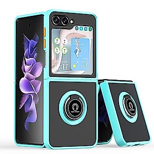 EAXER for Samsung Galaxy Z Flip 5 5G Case, Magnetic Ring Hard Stand Folding Shockproof Case Cover (Mint Green)