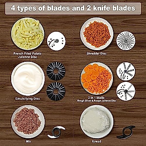 Homtone Professional Food Processors Food Chopper, 600W with 16 Cup Processor Bowl, 4 Blades, Food Chute and Pusher for Shredding, Pureeing Vegetables, Meat, Grains, Nuts