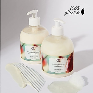 100% PURE Glossy Locks Glossing Shampoo Hair Wash Detox & Hydrate Shine Boosting Dry Dull Damaged Strands Avocado Butter & Seaweed Collagen Natural Care for Women & Men Vegan - 16 Fl Oz