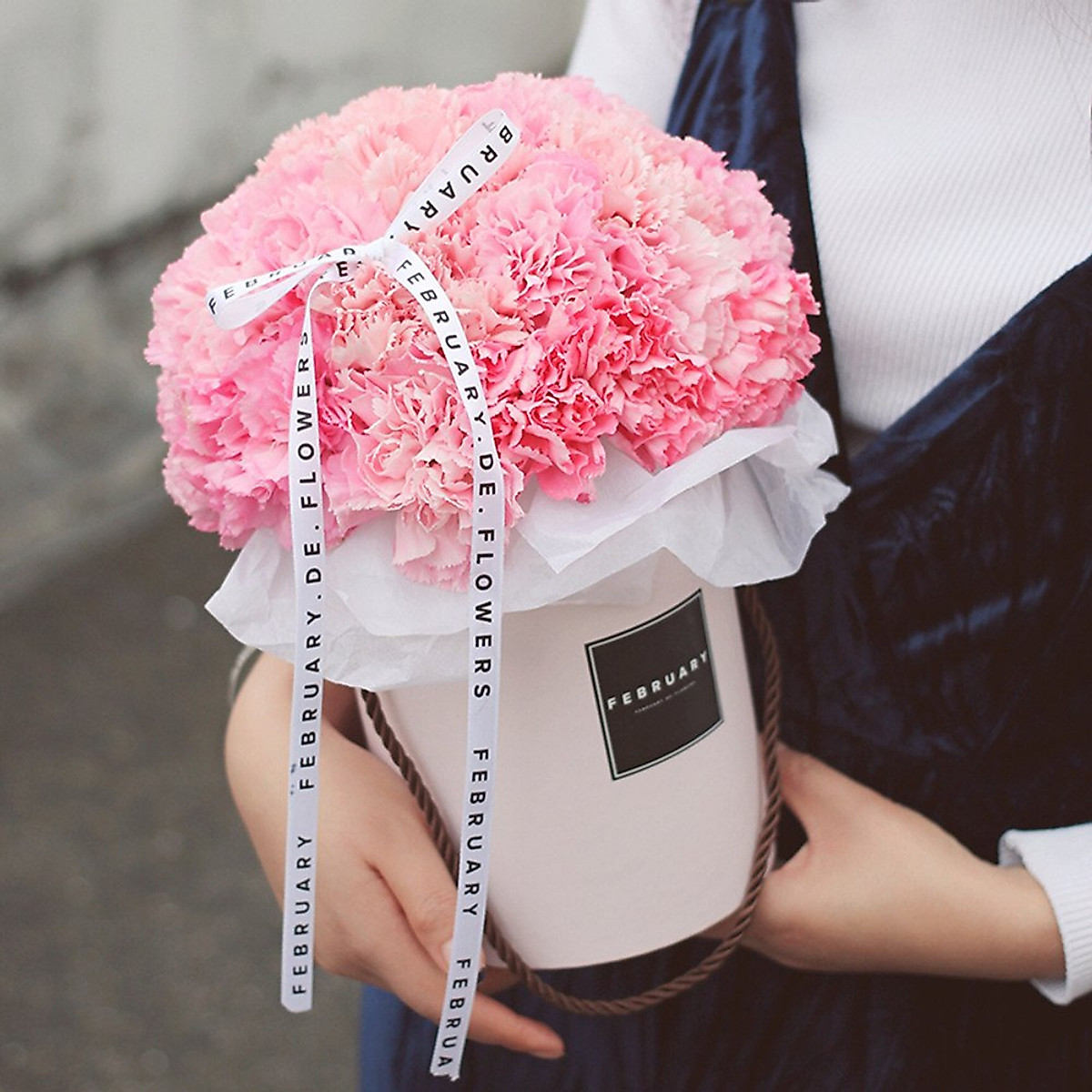 Gift Packaging Paper Box Decorating Round Pink Florist Box 1 Pcs