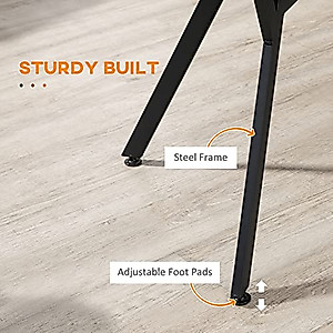 HOMCOM Industrial Dining Table Set for 4, Space-Saving 5 Piece Kitchen Table and Chairs with Round Table, Padded Seat and Steel Frame, Brown