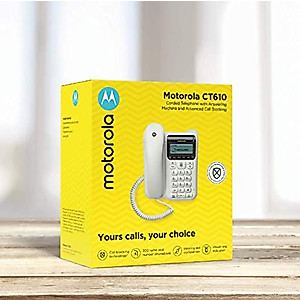 Motorola CT610 Corded Telephone with Answering Machine and Advanced Call Blocking, White,