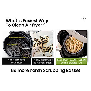 [Set of 2] Air Fryer Silicone Pot - Replacement of Parchment Paper Liners [7.5inch] No More Cleaning Basket After Using the Air fryer - Food Safe Air fryers Oven Accessories
