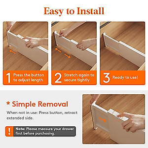 Lifewit 5 Pack Drawer Dividers Plastic 6" High, 13.5-22" Adjustable Drawer Organizers for Clothes, Expandable Dresser Separators in Bedroom/Bathroom/Kitchen/Fridge/Office Organization and Storage