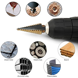 Loboo Idea 6 Pieces/Set Step Drill Bit Set & Automatic Center Punch (6-Pieces/Set, Black)