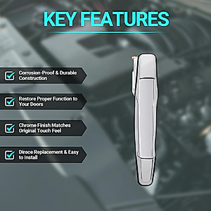 MNJWS Exterior Chrome Door Handle, Rear Driver Side - Compatible with 2007-2013 Chevy Silverado Suburban Tahoe GMC Sierra Yukon Cadillac Escalade - Replace 22738725 84053448 15915659 80105