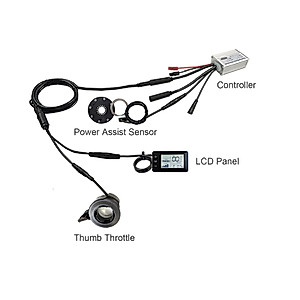 VGEBY Electric Bike Conversion Kit, Electric Bike Motor Controller 15A Common Speed Controller 36V 48V with GD01 Panel 1 to 2 Cable Fully Waterproof Kit