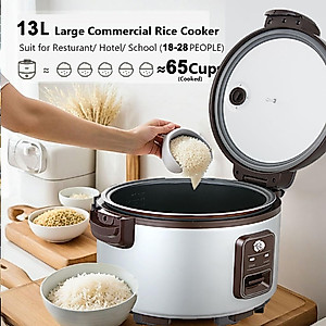 CAZACHEF 13.8 QT Large Commercial rice cooker 65 cups cooked 32 cups uncooked rice Commercial Electiric Rice Warmer for 18-28 people, with One-Touch Operation