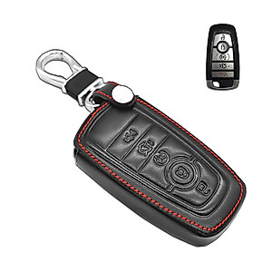 MECHCOS Compatible with Ford Bronco Edge Escape Expedition Explorer F-150 F-150 Lightning F-250 F-350 Super Duty Mustang Lincoln Nautilus Navigator Aviator Leather Key Fob Cover Case Protector Shell