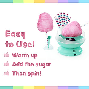 Cotton Candy Express BB1000-S Cotton Candy Machine, Teal. Easy To Use and Clean. Nostalgia and Fun For Kids and Adults. Comes with Instruction Manual and Tip Card