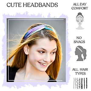 FROG SAC 6 Mermaid Knotted Headbands For Girls, Little Girl Hair Accessories, Kids Knot Headwraps, Criss Cross Tie Dye Head Bands, Metallic Rainbow Turban Hair Bands