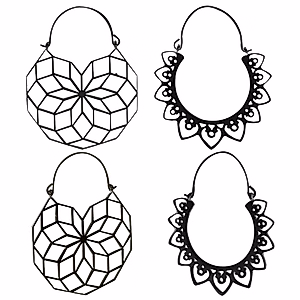 LADEMAYH Ear Hangers Black Lightweight Earrings for Ear Tunnels Gauges- Sunflower Design and Jagged Floral Stainless Steel Body Piercing Jewelry 2 Pairs Selling