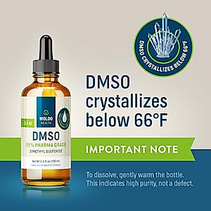 DMSO 99.9% Pharmaceutical Grade with 99.9% Purity & Low Odor - 3.38oz (Dimethyl Sulfoxide) Glass Bottle with Dropper