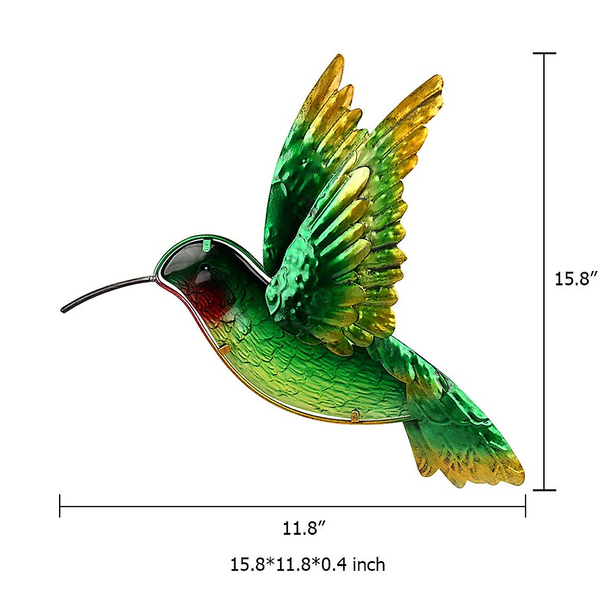 John's Studio Metal Hummingbird Wall Decor Bathroom Glass Art Iron Sculpture Outdoor Hanging Decoration for Home Bedroom Garden Patio Porch or Fence - Green