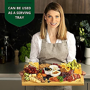 Bamboo Cutting Boards for Kitchen - Kitchen Chopping Board for Meat (Butcher Block) Cheese and Vegetables | Wooden Cutting Board Heavy Duty Serving Tray with Handles (XXL, 20 x 14")