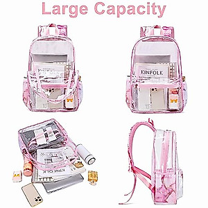 LOIDOU Clear Backpack Heavy Duty Transparent Bookbags See Through Bag for School College Work Travel Sports