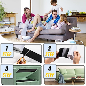 4.4''×20 Feet Black Heavy Duty Hook and Loop Tape Adhesive,Prevent Sofa Cushions, Patio Cushions, Carpets, mattresses Sliding,After use Anti Non Slip (4.4 Inch x 20 Feet)