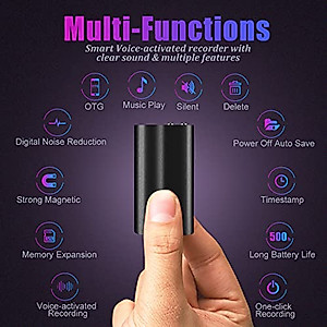 64GB+16GB Voice Recorder, Magnetic Voice Activated Recorder with 720 Hours Recording Capacity Small Voice Recorder Device with 500 Hours Battery Time - by Pverandio