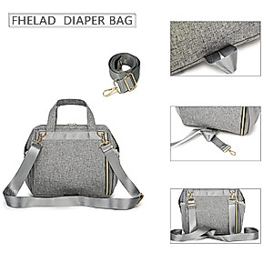 FHELAD Small Diaper Bag Tote Diaper Backpack Crossbody, Toddler Diaper Bags Waterproof Multi-Function Newborn Baby Stylish Mini Tote Maternity Bags Travel Backpacks with Insulated Pockets, Gray