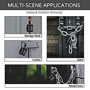 Vervida Combination Lock Resettable 2 Pack 4 Digit Outdoor Waterproof Combo Padlock for School Gym Locker, Sports Locker, Fence, Toolbox, Gate, Hasp Storage (Black)