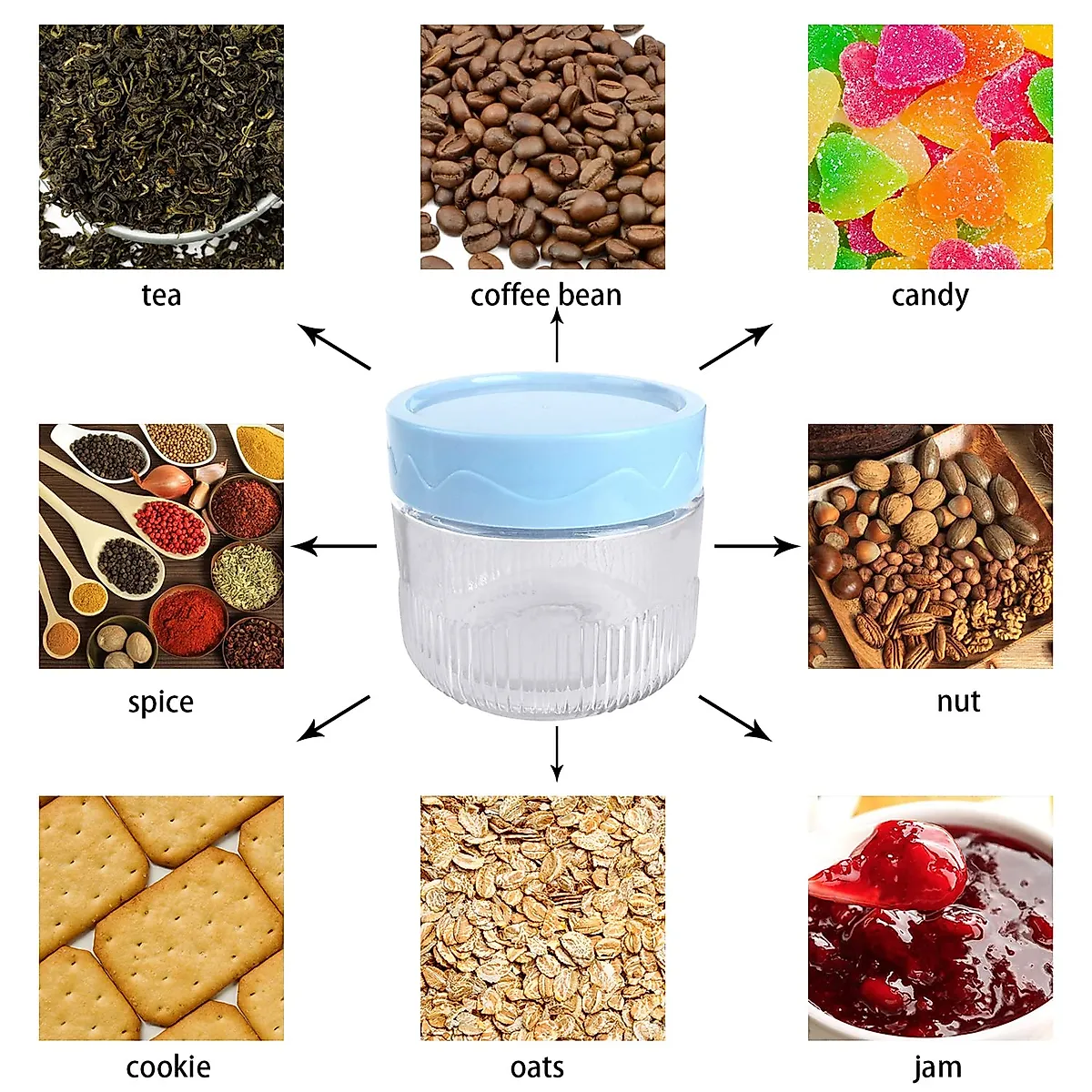 6 Pcs 8.5 oz Mason Jars with Lids, Glass Jars with Airtight Lids, for Salad, Spice, Candy, Jam, Seasoning, Small Meal Prep Containers