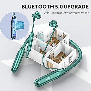 Wireless Neckband Headphones Bluetooth Neckband Headsets 100 H Playtime/360 Days Standby,Neckband Headphones Built-in Mic Sports Noise Cancelling for Help Sleep/Audio Books/Video Conference (green)