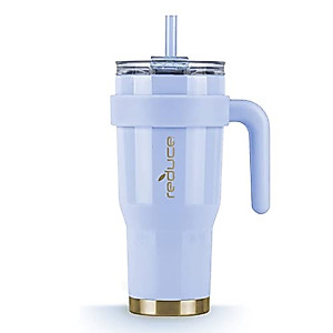Reduce 24 oz Tumbler with Handle and Straw - Stainless Steel with Sip-It-Your-Way Lid - Keeps Drinks Cold up to 24 Hours - Sweat Proof, Dishwasher Safe, BPA Free - Glacier, Opaque Gloss