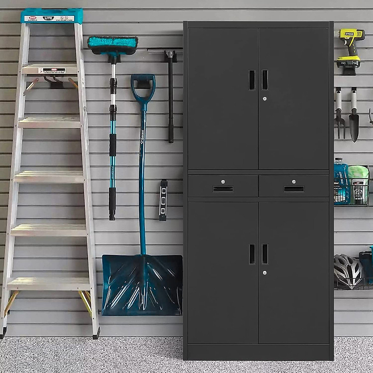 YEEZER Metal File Storage Cabinet, with 2 Lockable Drawers, 71 "H Lockable Steel Filing Cabinet with Adjustable Shelf, Suitable for Offices, Garages, Warehouses, School, Homes and Kitchens