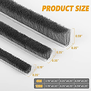 39.37FT Weather Stripping Brush for Sliding Doors and Windows, Fluffy Self-Adhesive Sealing Strips，Wind Strips, Suitable for Doors and Windows, Anti-Collision and Soundproofing(0.35''X0.19'' Grey)