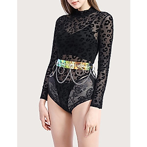 TOPACC Rave Chain Belt Cosplay Holographic Halloween Accessories Iridescent Heart Choker Girls Festival Outfits for Women