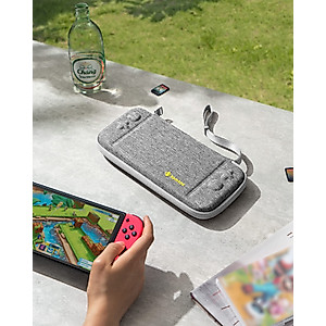 tomtoc Slim Carrying Case for Nintendo Switch / OLED Model, Protective Switch Sleeve with 10 Game Cartridges, Hard Portable Travel Carry Case, with Original Patent and Military Grade Protection, Gray