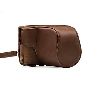 MegaGear Canon EOS M100, M200 (15-45mm) Ever Ready Leather Camera Case and Strap, with Battery Access - Dark Brown - MG1326