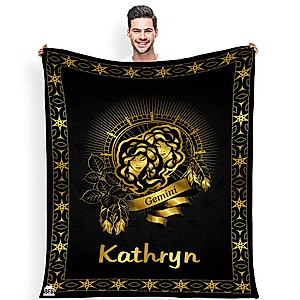 Gemini Blanket, Customized Zodiac Blanket, with Custom Names, Horoscope Design, for Friends and Family, Birthday, Christmas, House Warming Gift, Super Soft and Warm Blanket
