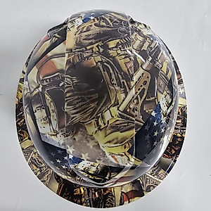 Wet Works Imaging Customized Pyramex Full Brim American Soldier Hard Hat with Ratcheting Suspension
