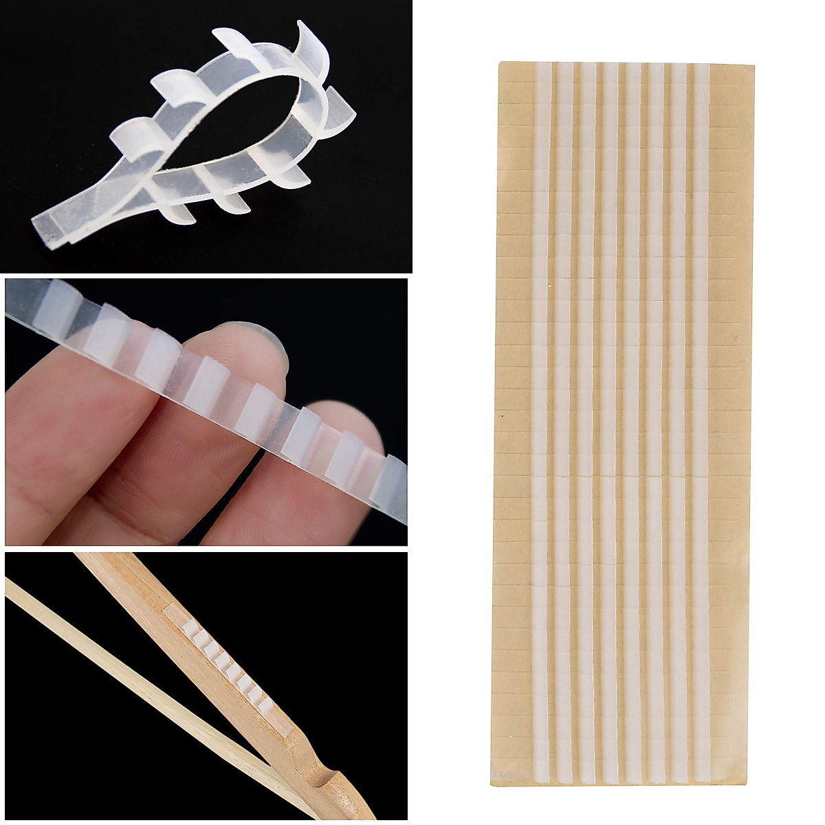 AUEAR, 100 Pack Clear Non-Slip Rubber Hanger Grips Hanger Strips Adhesive Clothes Hanger Grips (2.76" x 0.24")