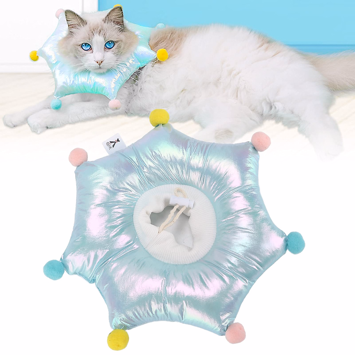 BORDSTRACT Adjustable Cat Cone Collar Soft, Clown E Collar for Cats, 3 Size Cat Recovery Collar, Waterproof, Cat Neck Cones to Stop Licking for Cat/Kitten/Small Dog, Anti-Bite Lick(M)