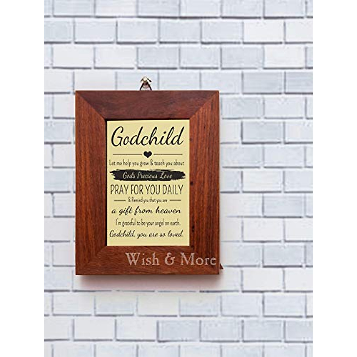 Christening Baptism Gift - Prayer Bible Verse Engraved on Framed Brass Gold Metal Plate, Spiritual Goddaughter Godson Godchild Gift - Christening Keepsake Holy Spirit