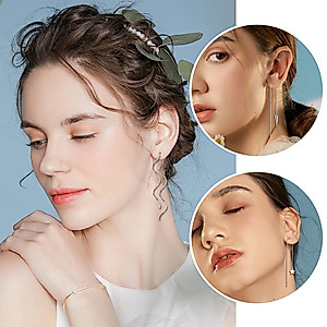 Drperfect 12Pairs Stainless Steel Threader Earrings for Women Chain Tassel Earrings Double Twist Wave Dangle Drop Chain Earrings Set