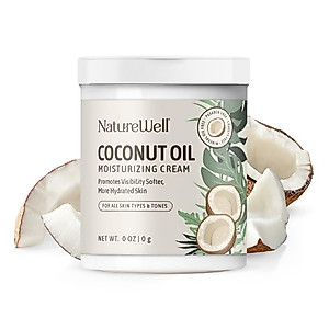 NATURE WELL Extra Virgin Coconut Oil Moisturizing Cream for Face, Body, & Hands, Anti Aging, Firming, Restores Skin's Moisture Barrier, Provides Intense Hydration For Dry & Dull Skin (16 Oz)