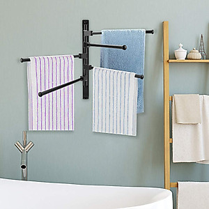 Toxz Swivel Towel Holder 5-Arm Swing Bar Wall Mount Rack Towel Hanger for Bathroom,Rustproof Waterproof Oxidized Alluminum Material(Ship from US!)