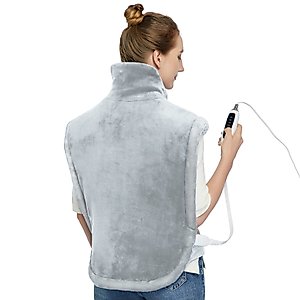 CAROMIO Large Heating Pad for Neck and Shoulders Back Pain Relief, Weighted Electric Heating Pads with Auto Shut Off, Full Body Back Heat Pad, Fast Heating and 4 Heat Settings (Grey, 33"x22")