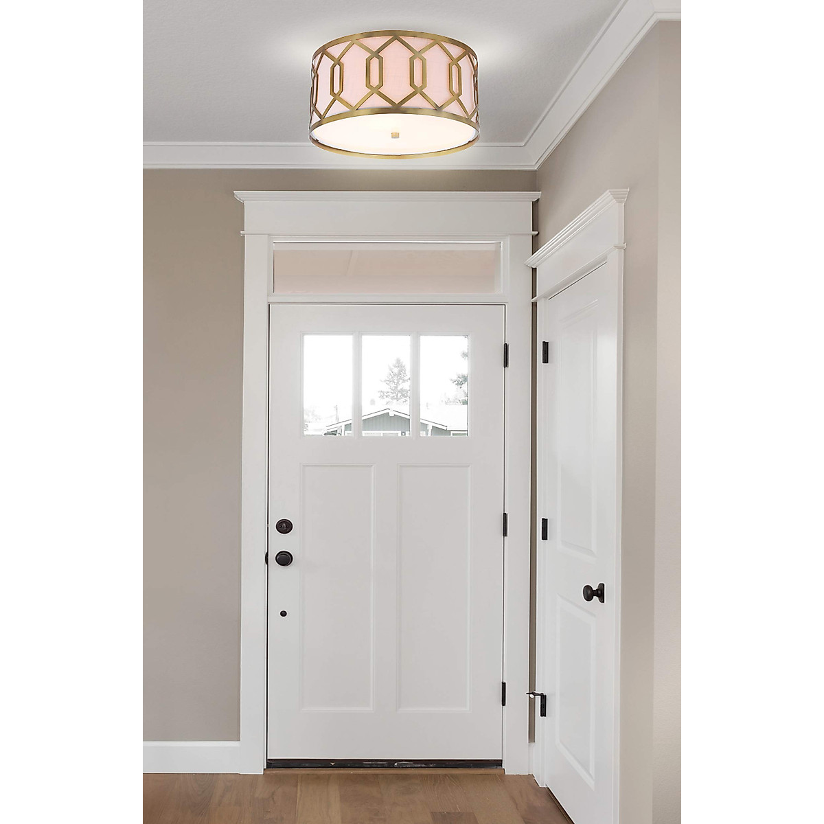JONATHAN Y JYL3500A Hex 3-Light 16.25" Metal LED Flush Mount Contemporary,Transitional Dimmable, 2700K Cozy Warm Light, Kitchen,Hallway,Bathroom,Stairwell, Brass Gold