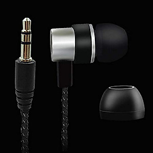 Heave 3.5mm Wired Headset with Microphone,Noise Isolating Earphones Deep Bass in Ear Headphones Compatible with Cell Phone Laptops Computers Silver