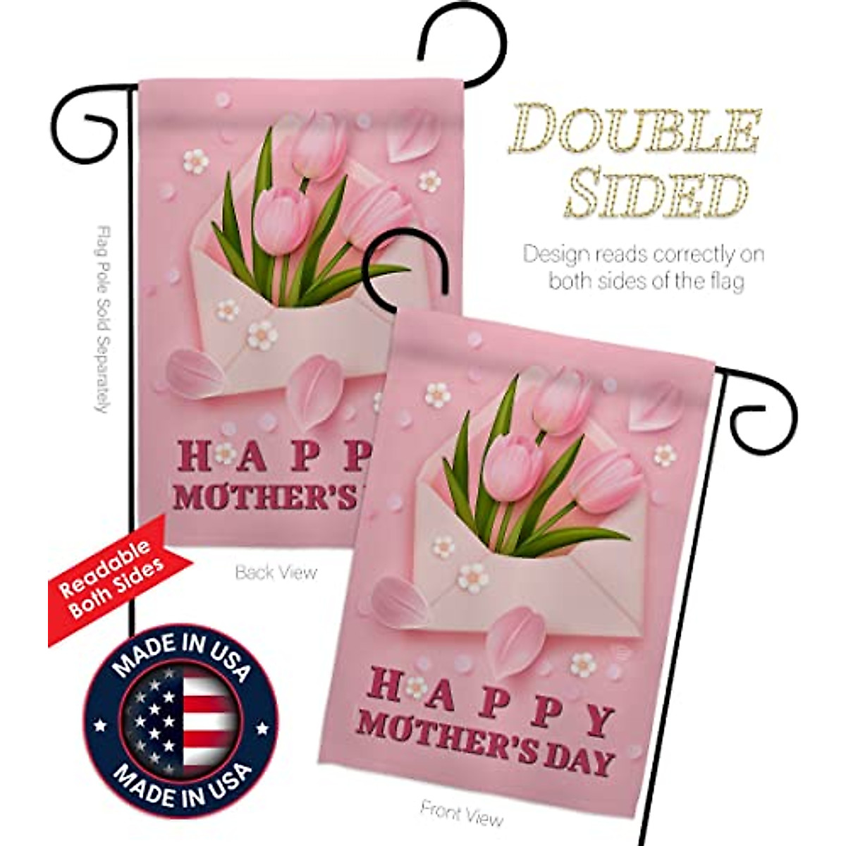 Ornament Collection Mommy Day Mail Garden Flag Set Wood Dowel Family Mother Mom Mama Grandma Love Flowers Parent Sibling Relatives Grandparent House Banner Small Yard Gift Double-Sided, Made in USA