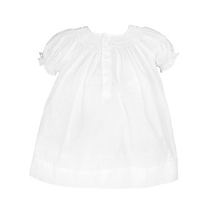 Petit Ami Baby Girls' Daygown with Wave Smocking, White (Newborn)