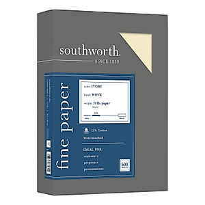 Southworth 404IC 25% Cotton Business Paper Ivory 24 lbs. Wove 8-1/2 x 11 500/Box FSC