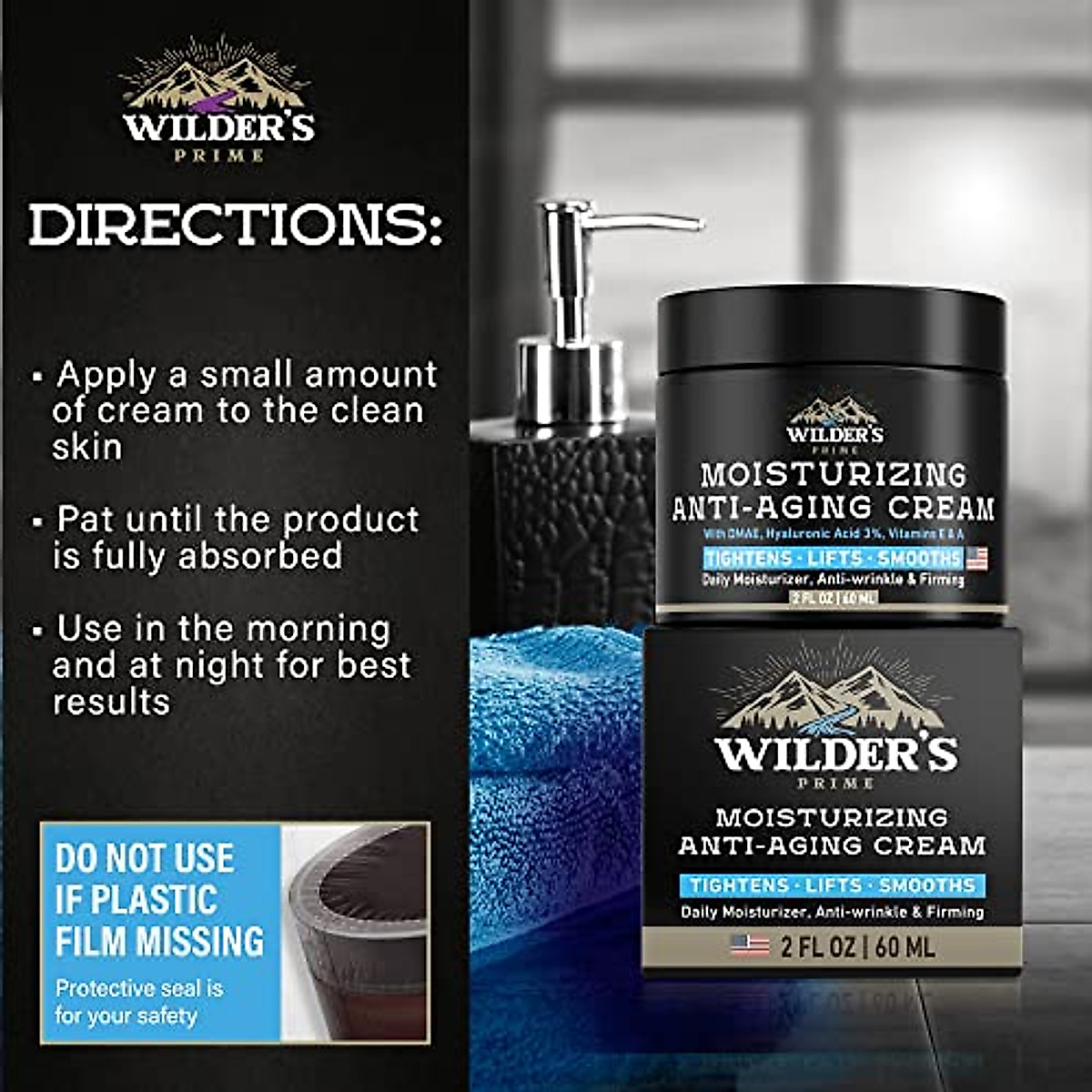 Men's Face Moisturizer Cream - Anti Aging & Wrinkle - Made in USA - Collagen, Hyaluronic Acid, Vitamins E & A, Avocado Oil - After Shave Lotion - Age Facial Skin Care - Day & Night Moisturizing, 2 oz